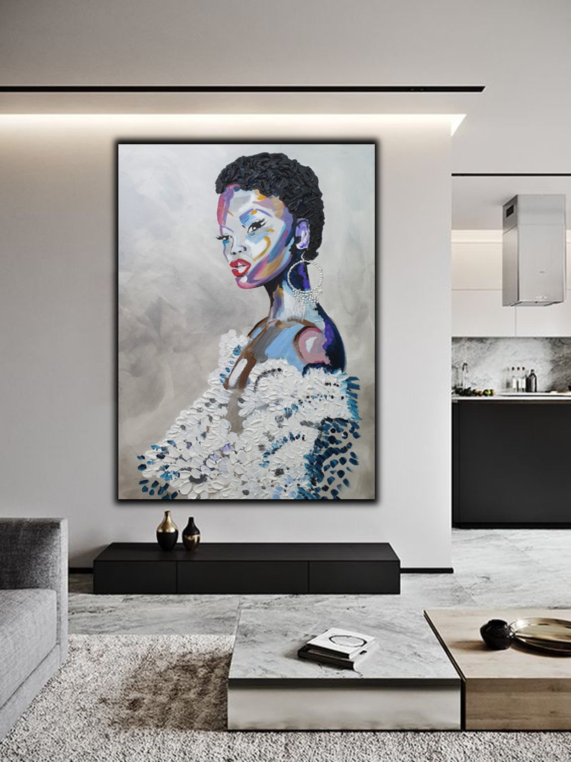 Original Classic Woman Painting. Large Colorful Figure | Etsy