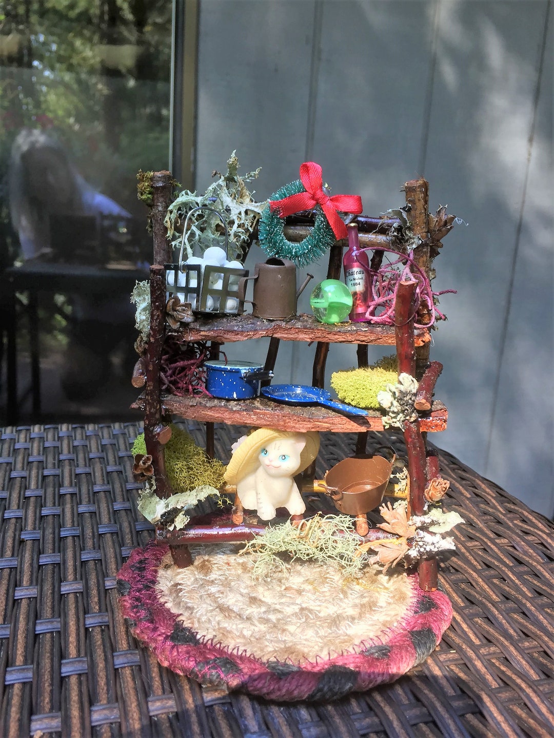 Rustic Fairy Cupboard Hutch Shelves Storage Rack - Etsy