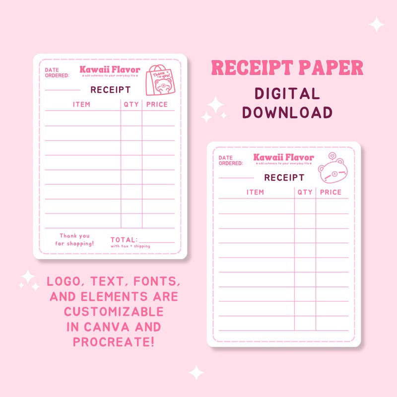 Receipt Template - Etsy