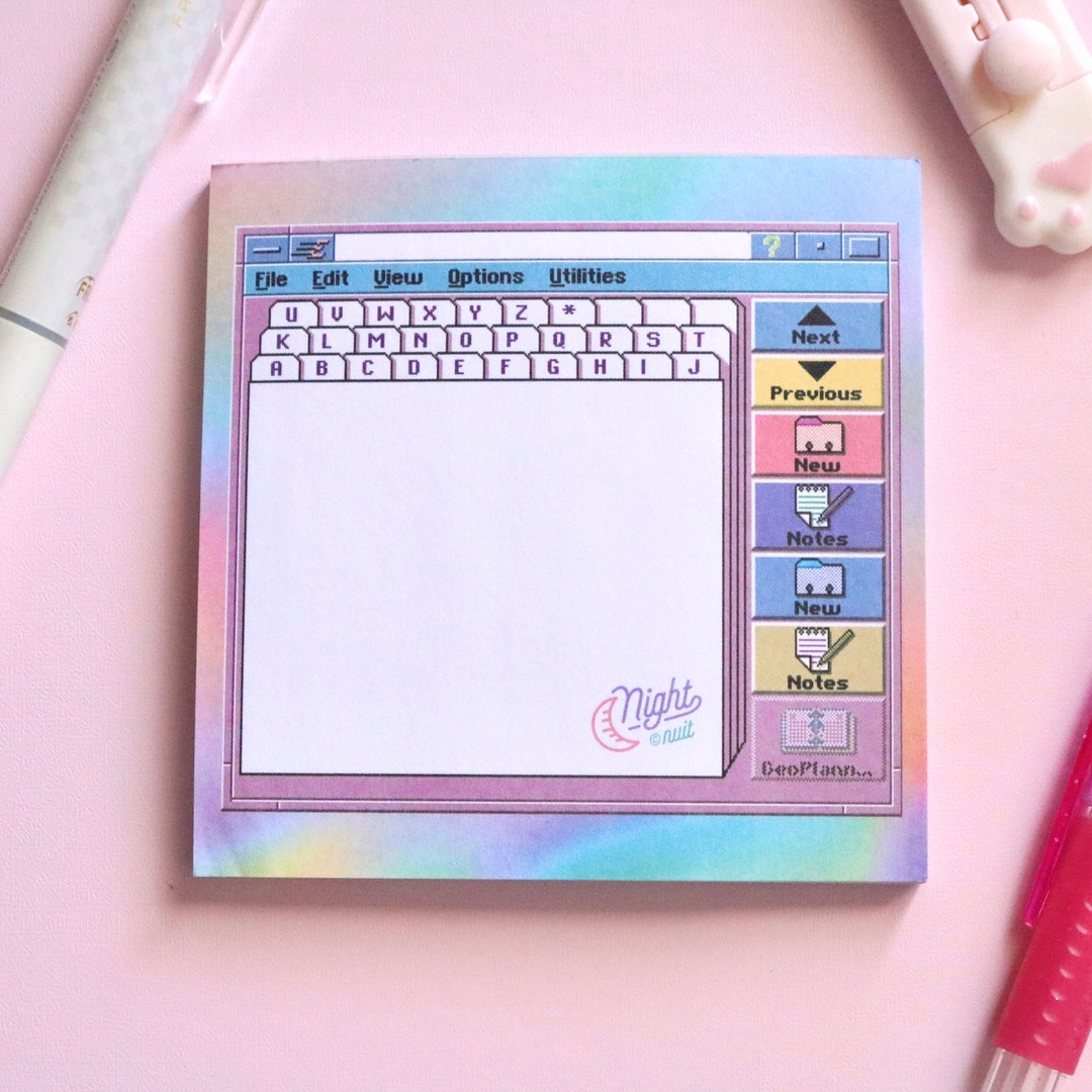 Retro Dreamy Aesthetic Memopad 50 Sheets - Pastel Pink, Notepad ...