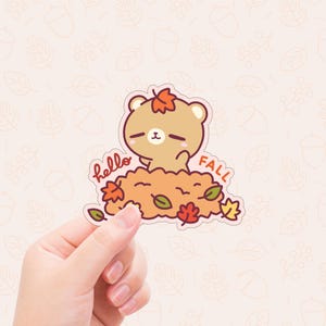 Mr. Bear Playing in Leaves Sticker Fall Leaves, Autumn Season ...