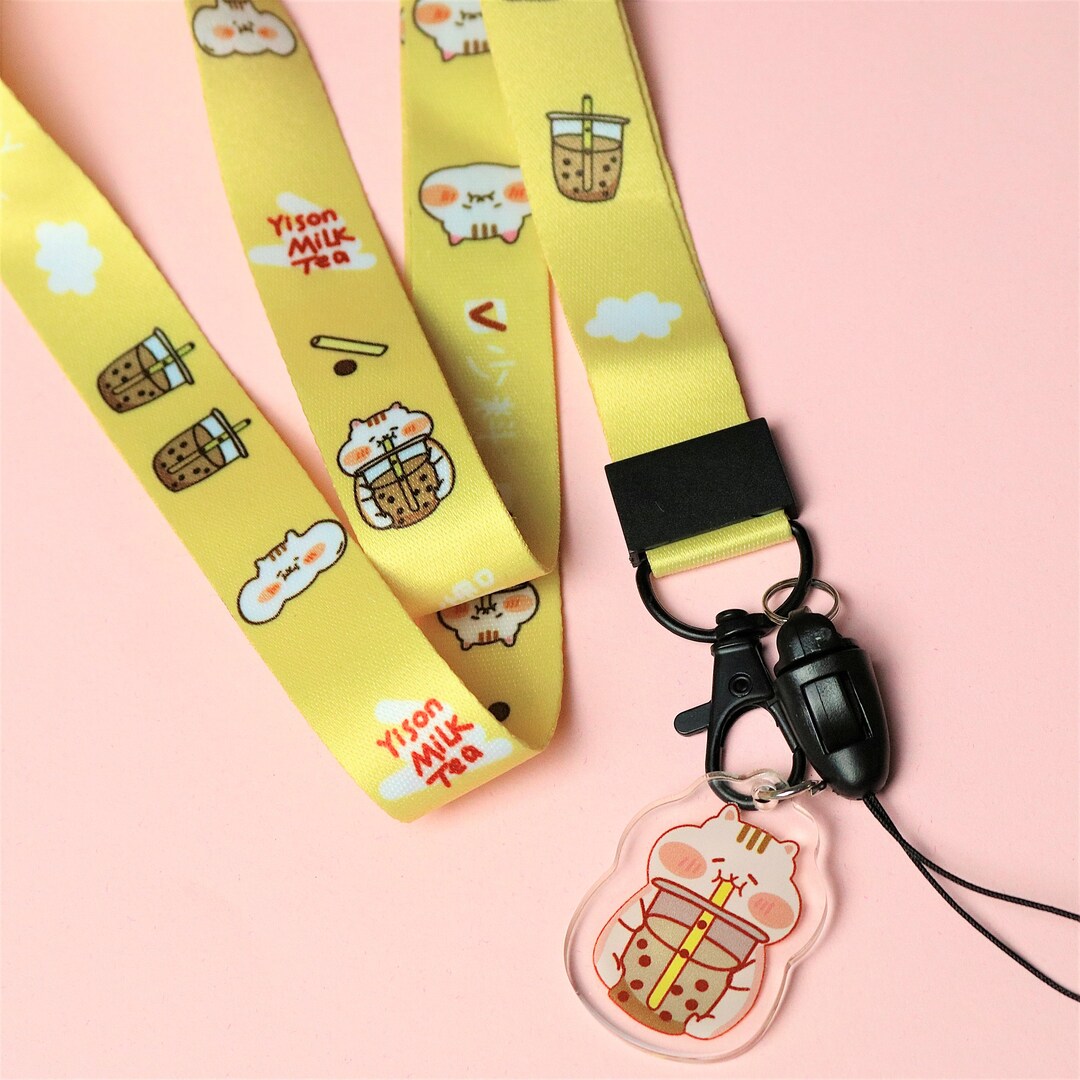 Chonky Bubble Tea Cat Lanyard With Acrylic Charm - Boba Tea, Boba ...
