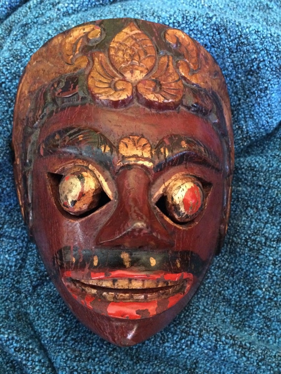Hand Painted and Hand Carved Wooden Mask Traditional Vintage | Etsy