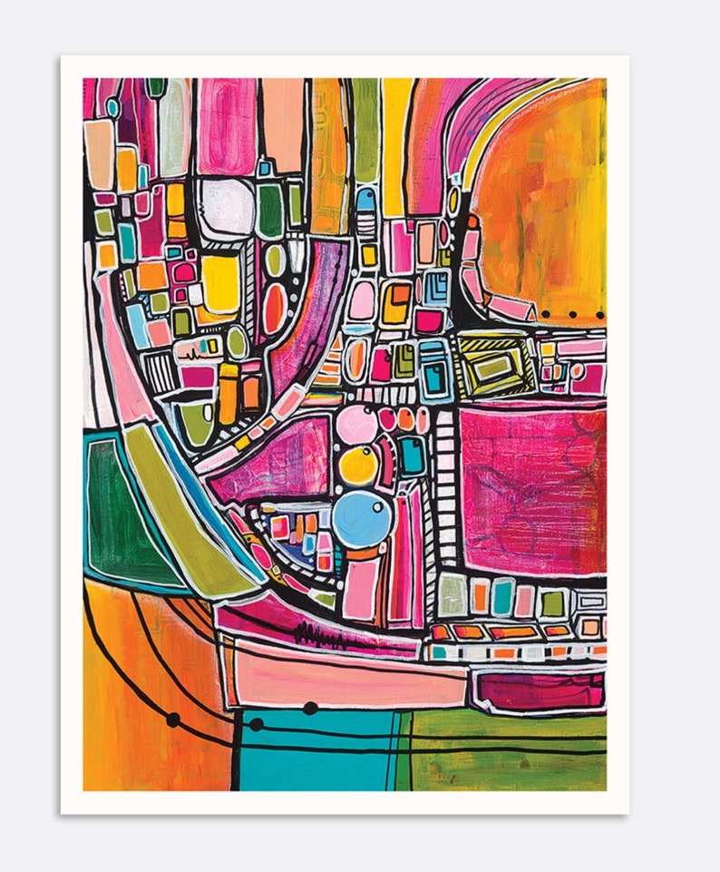 Abstract Colorful Art Print: Bold Modern Living Room Decor - Etsy