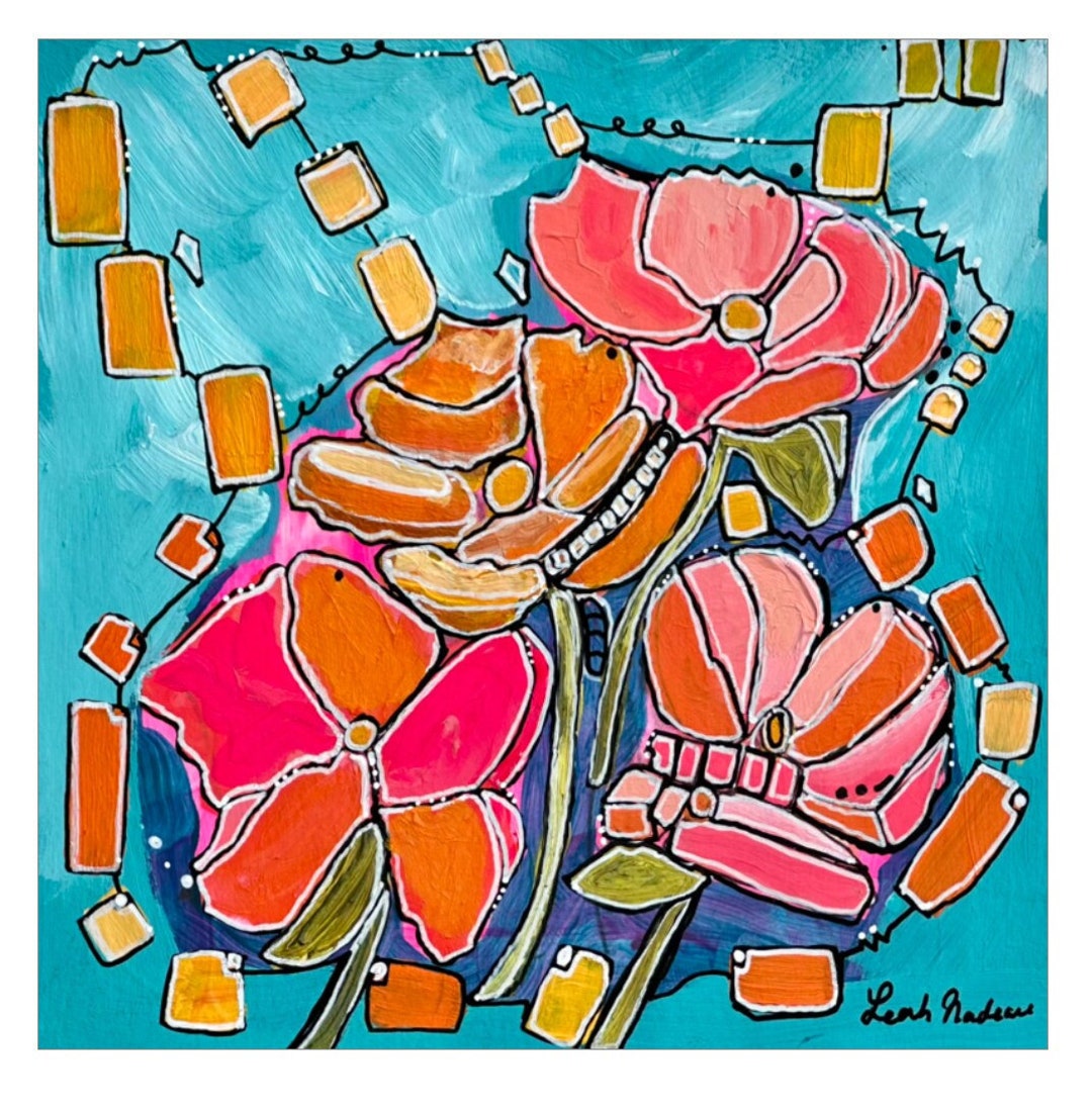 Floral Giclee Print: Mid Mod Daisies, Abstract Flower Wall Art - Etsy