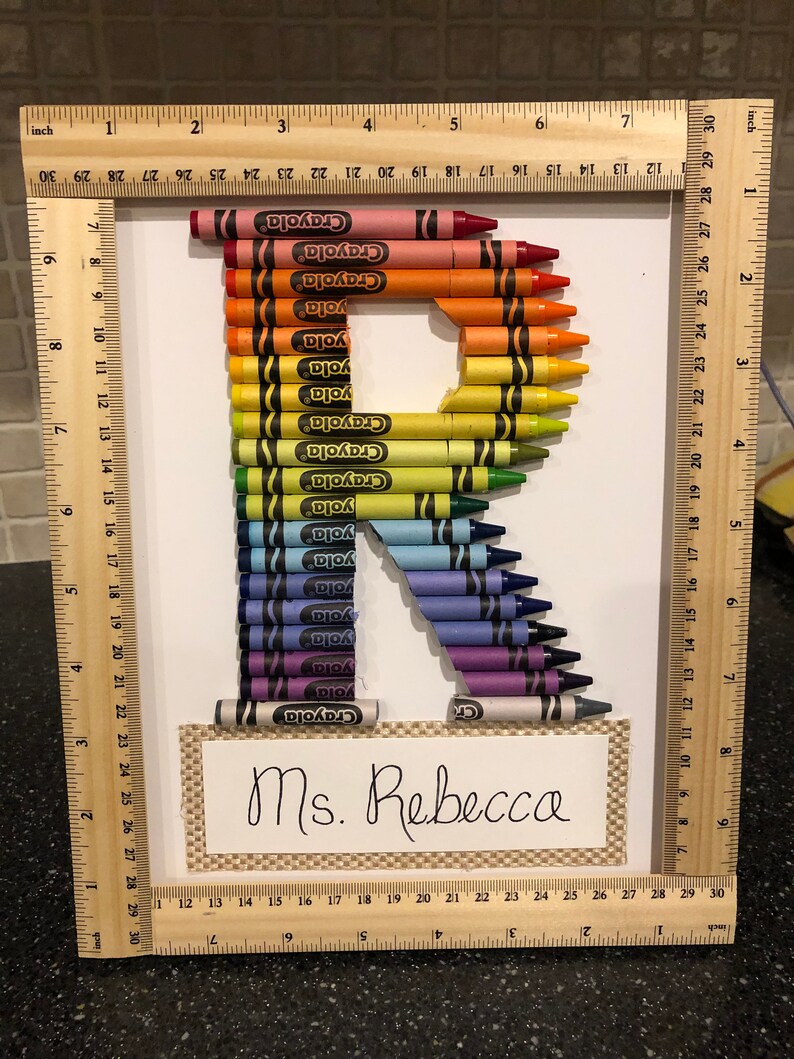 WOOD RULER FRAME unique 8 X 10 Personalized Crayon Initial - Etsy