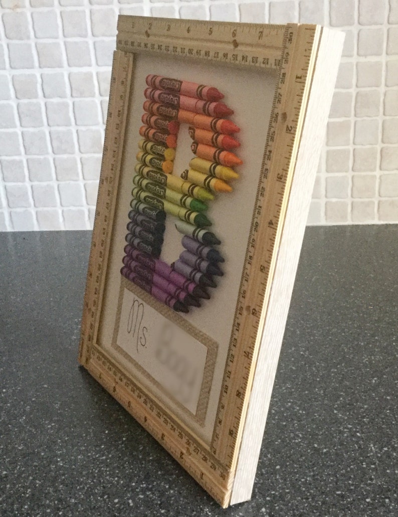 WOOD RULER FRAME unique 8 X 10 Personalized Crayon Initial - Etsy
