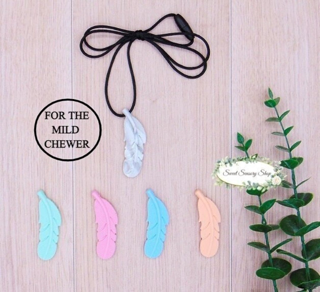 Feather Chew Necklace Fidget Necklace Anxiety Stim Chew Sensory ...