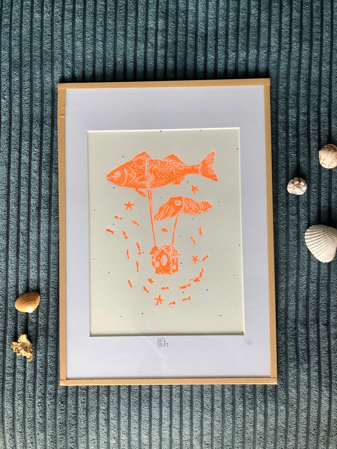 Linocut "nomadic House" Fluorescent Ink - Etsy