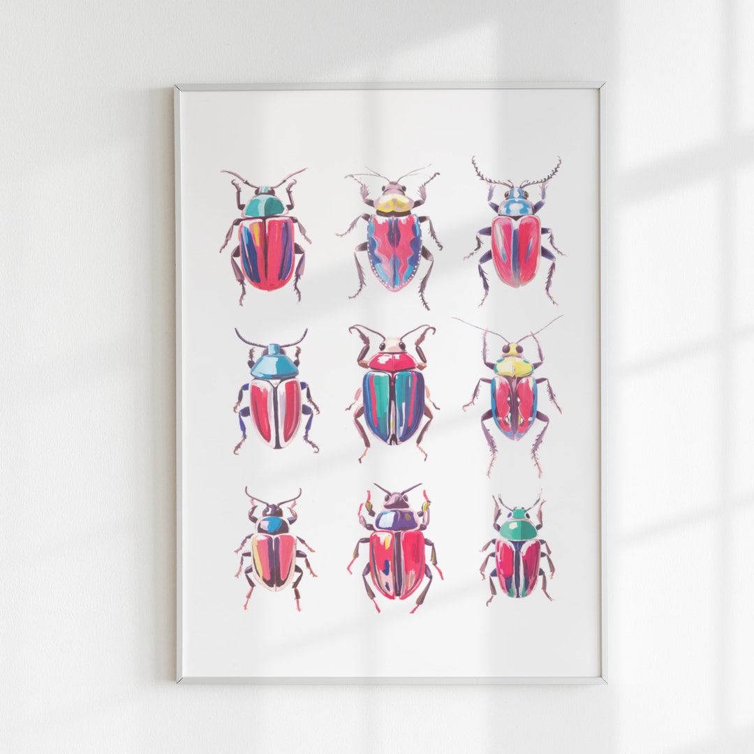 The Beetles Poster, Painted Beetles, Wall Decor, Insects Art - Etsy