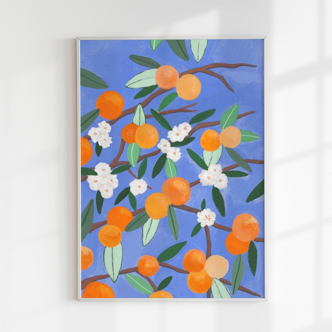 Orange Tree Poster, Oranges, Orange Tree Painting, Digital Print, - Etsy