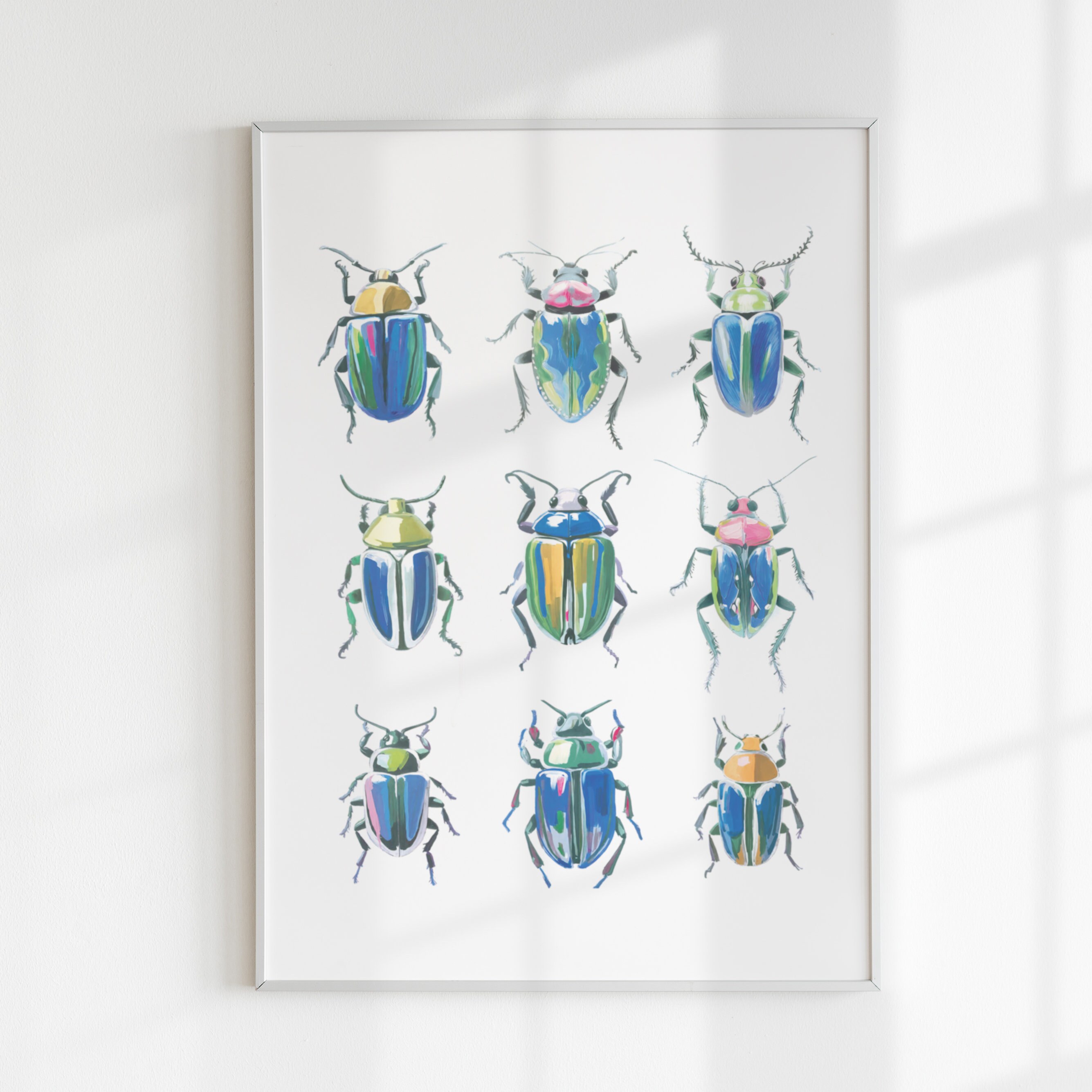 Beetles Poster, Painted Beetles, Beetles Collection, Insects Art, Wall ...