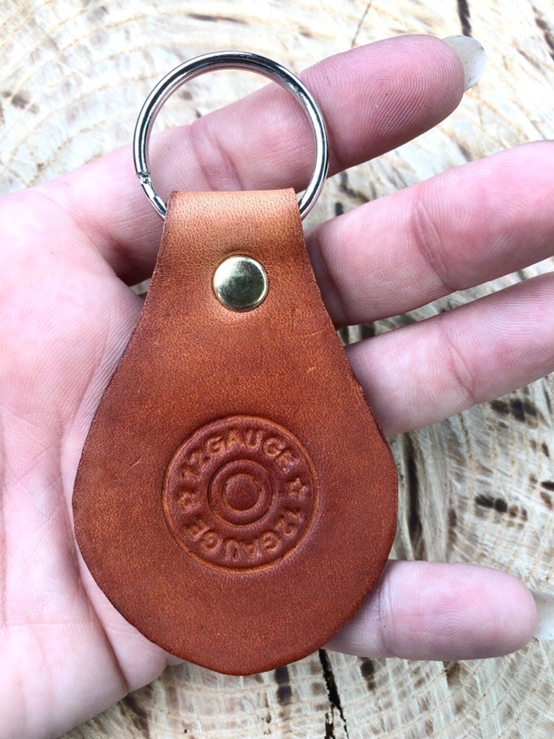 12 Gauge Gun Premium Leather Keyring, Shotgun Style Keychain, Gun Gifts ...