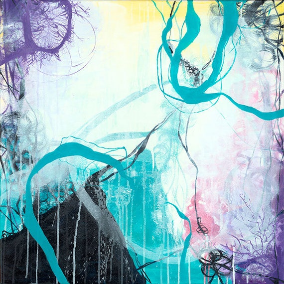 Ice Wind Square Blue and Purple Abstract Expressionism Oil - Etsy