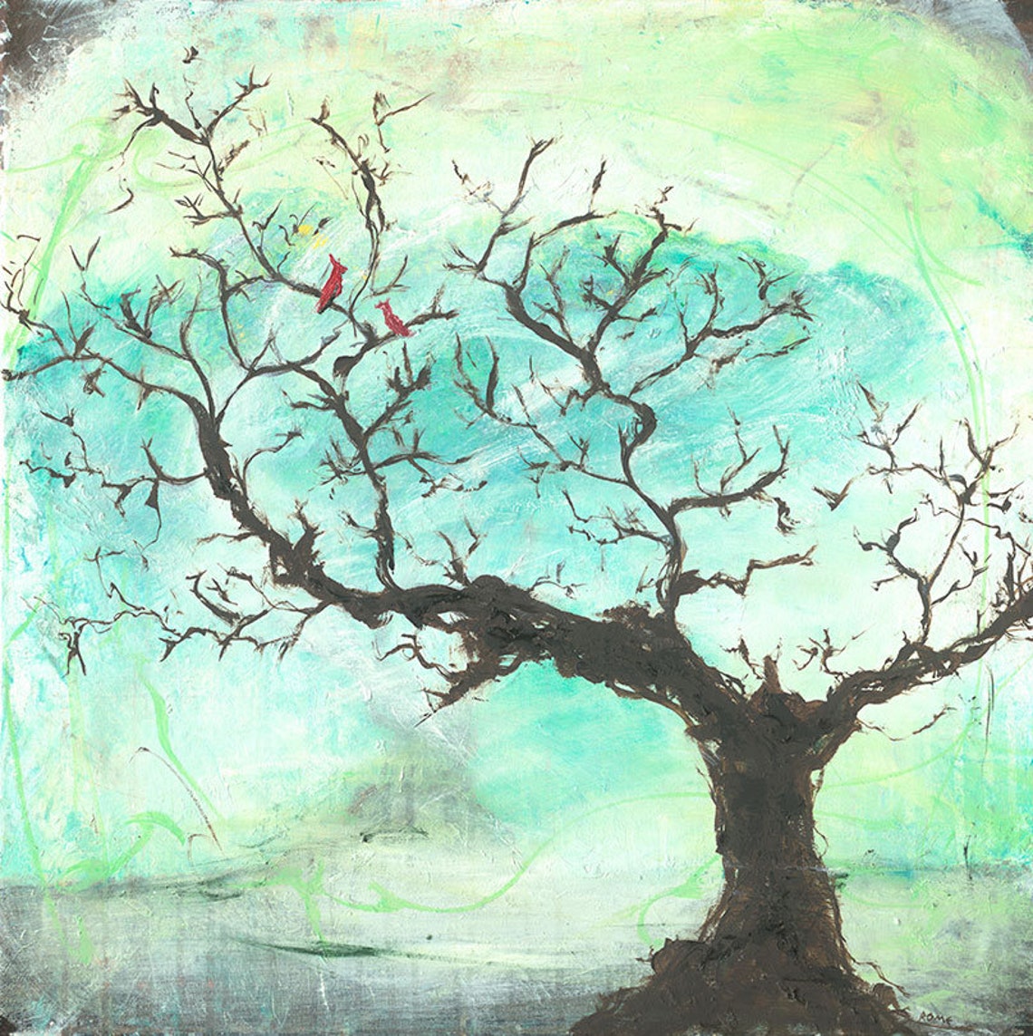 Waiting - Square Abstract Expressionism Tree Oil Painting - Etsy