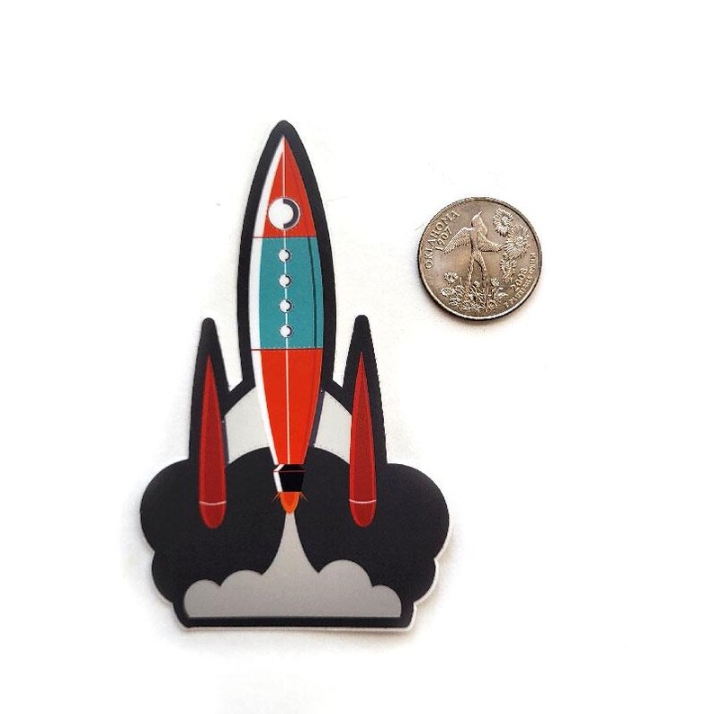 Sticker - Retro Space Age Rocket - Etsy