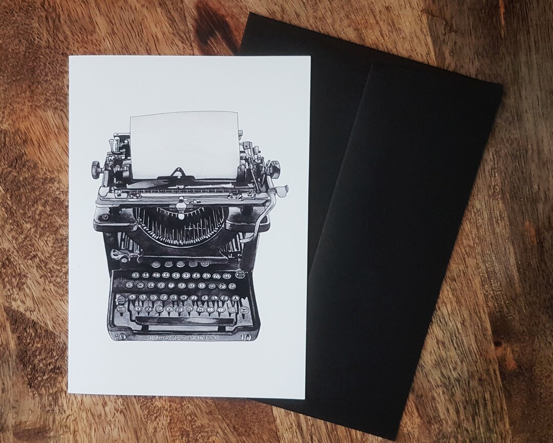 Typewriter Card, A6, Vintage Typewriter Card, Gift for Editor, Author ...