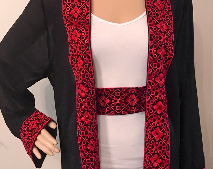 Long Black Chiffon Jacket / Top/ Bolero/ Longline Kimono With ...