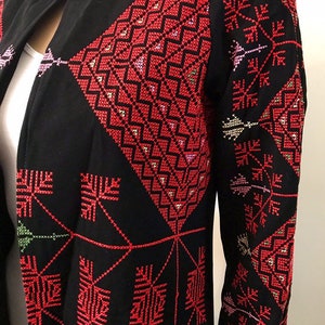 Beautiful Black Jacket / Coat With Colourful Palestinian Cross Stitch ...
