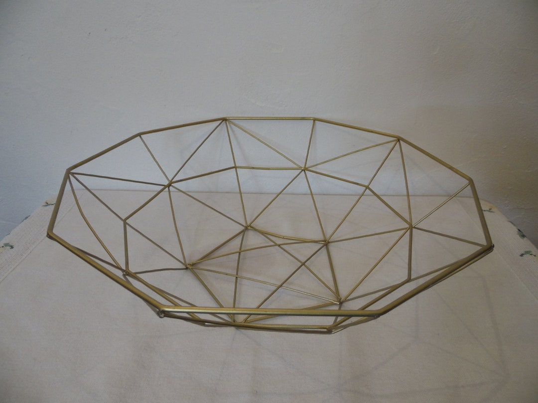 Large Golden Metal Wire Basket Large Decorative Metal Basket - Etsy