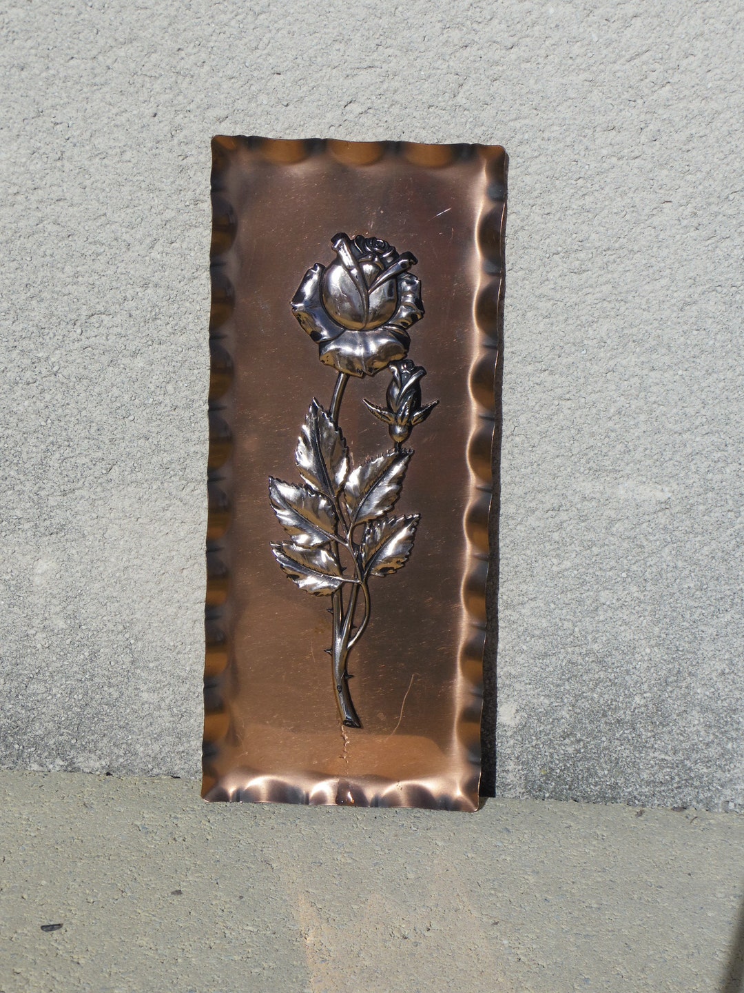 Wall Art Deco Mural Copper Plate Deco Rose Flower Plastic - Etsy