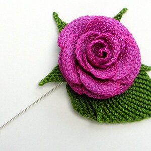 Crochet Flower PATTERN, LEFT Handed Realistic Rose Tunisian Crochet ...