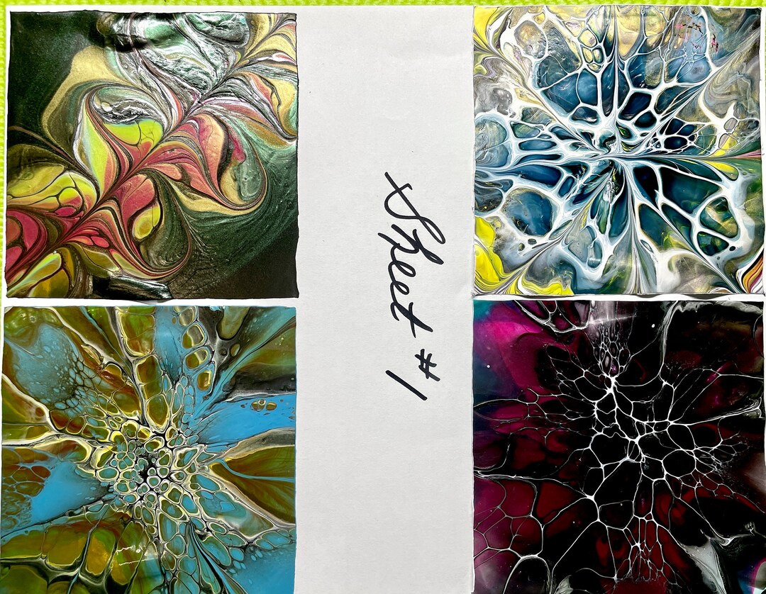 F Six Beautiful Dried Acrylic Paint Skins for Snap Jewelry or Other ...