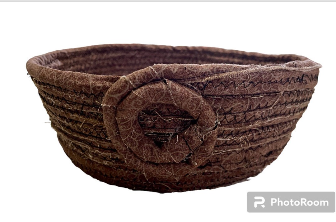 Rustic, Unique, Fabric-wrapped Rope Bowl. One of a Kind! - Etsy