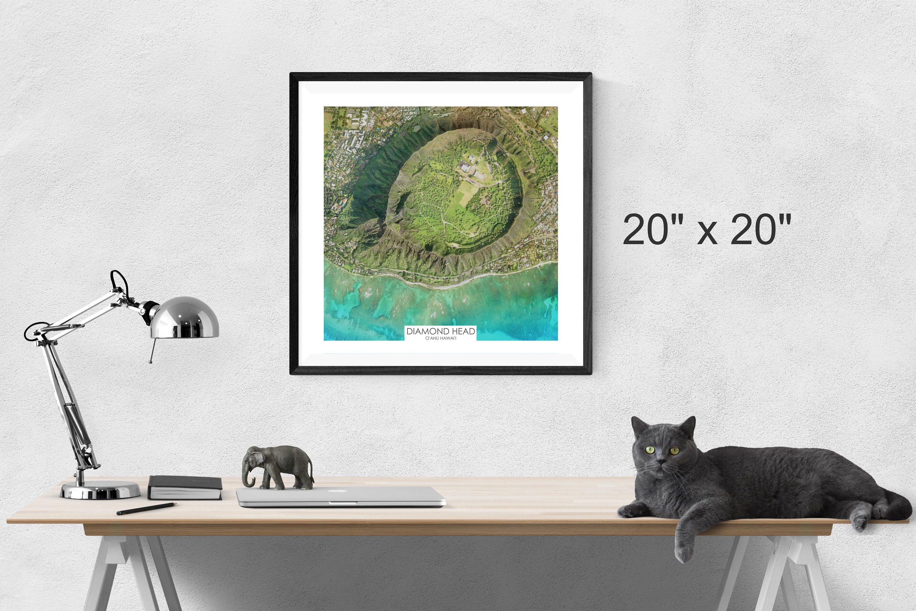 Diamond Head, O'ahu Hawai'i Enhanced Aerial Map - Etsy