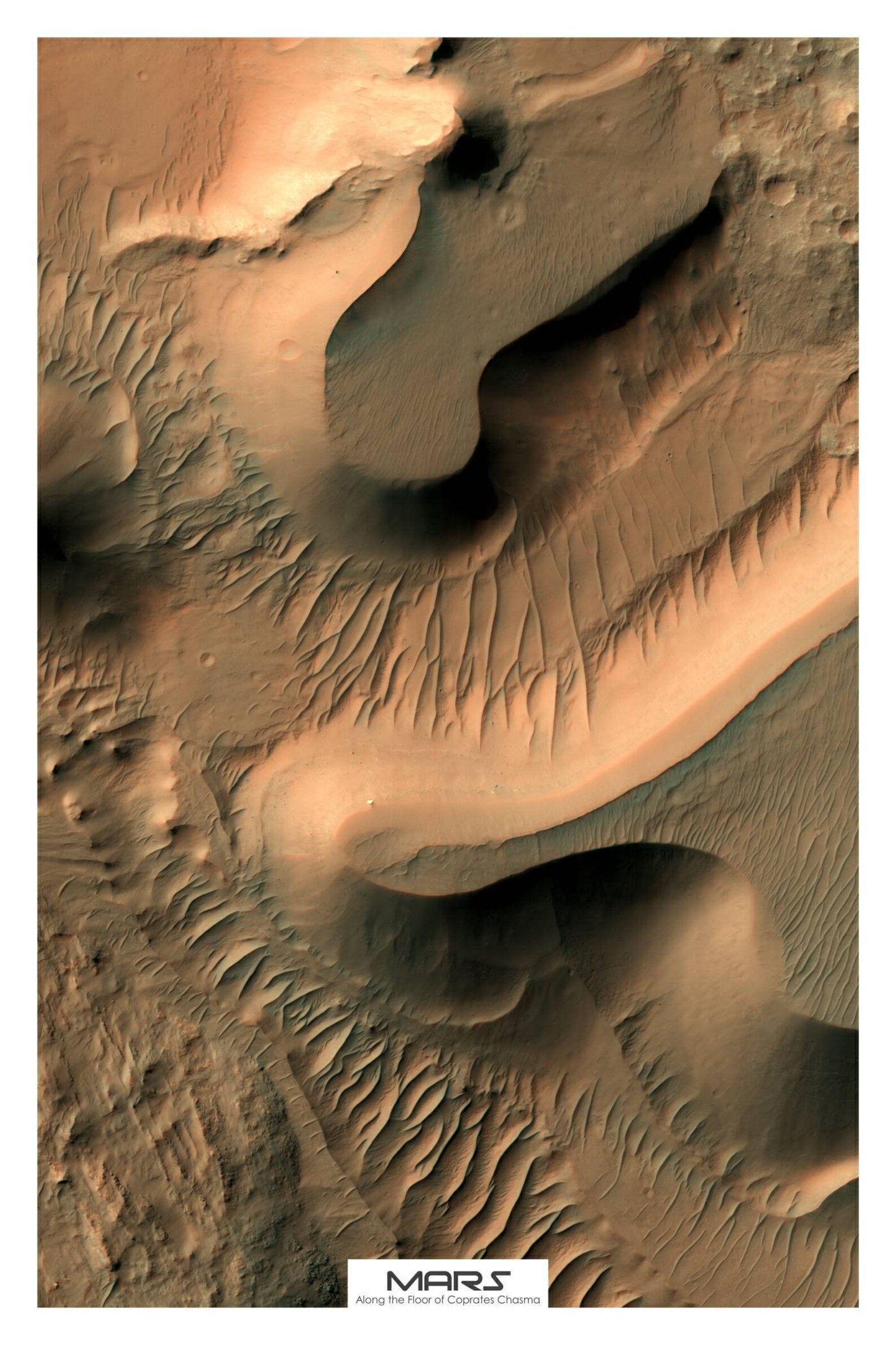 Mars, Along the Floor of Coprates Chasma, Satellite Map, Satellite ...