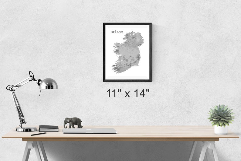 Ireland Map, Ireland Grayscale Terrain Map, Ireland Topographic Map ...