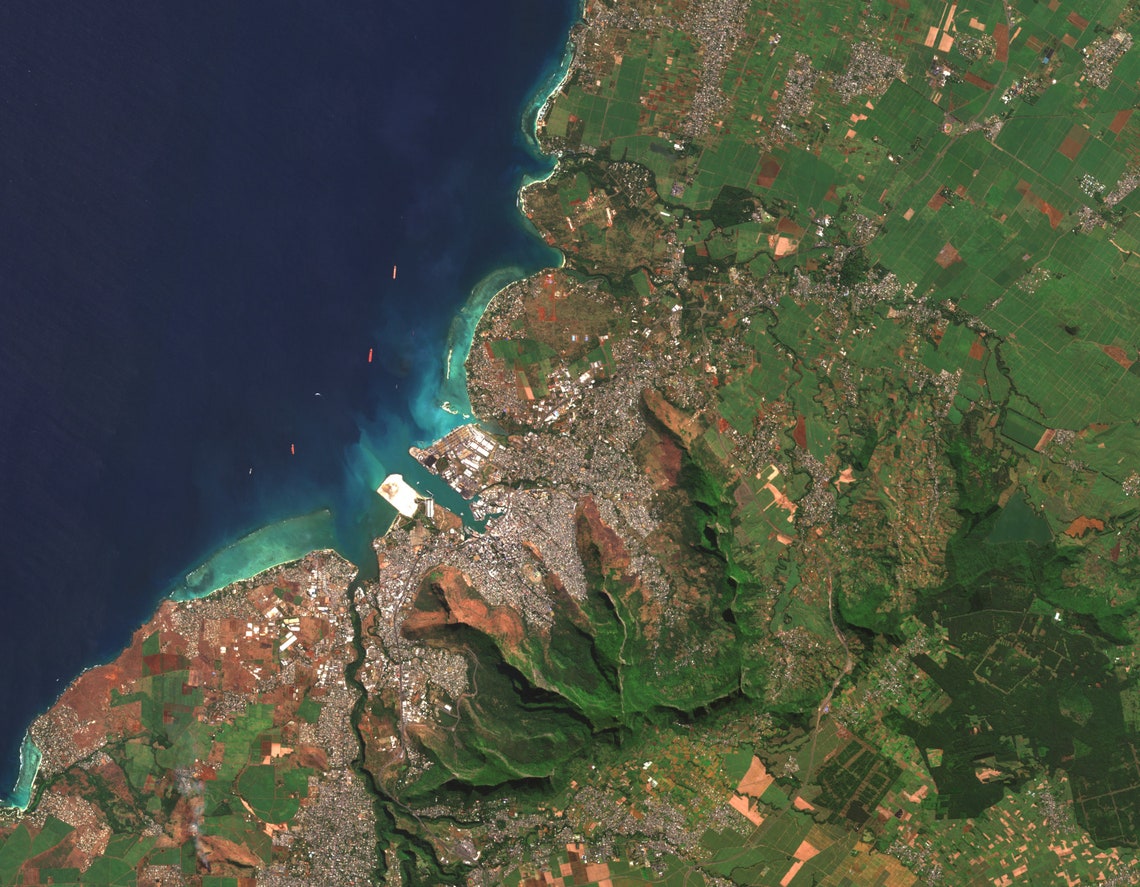 Mauritius Satellite Imagery, Mauritius, Indian Ocean, Aerial Map, Map ...