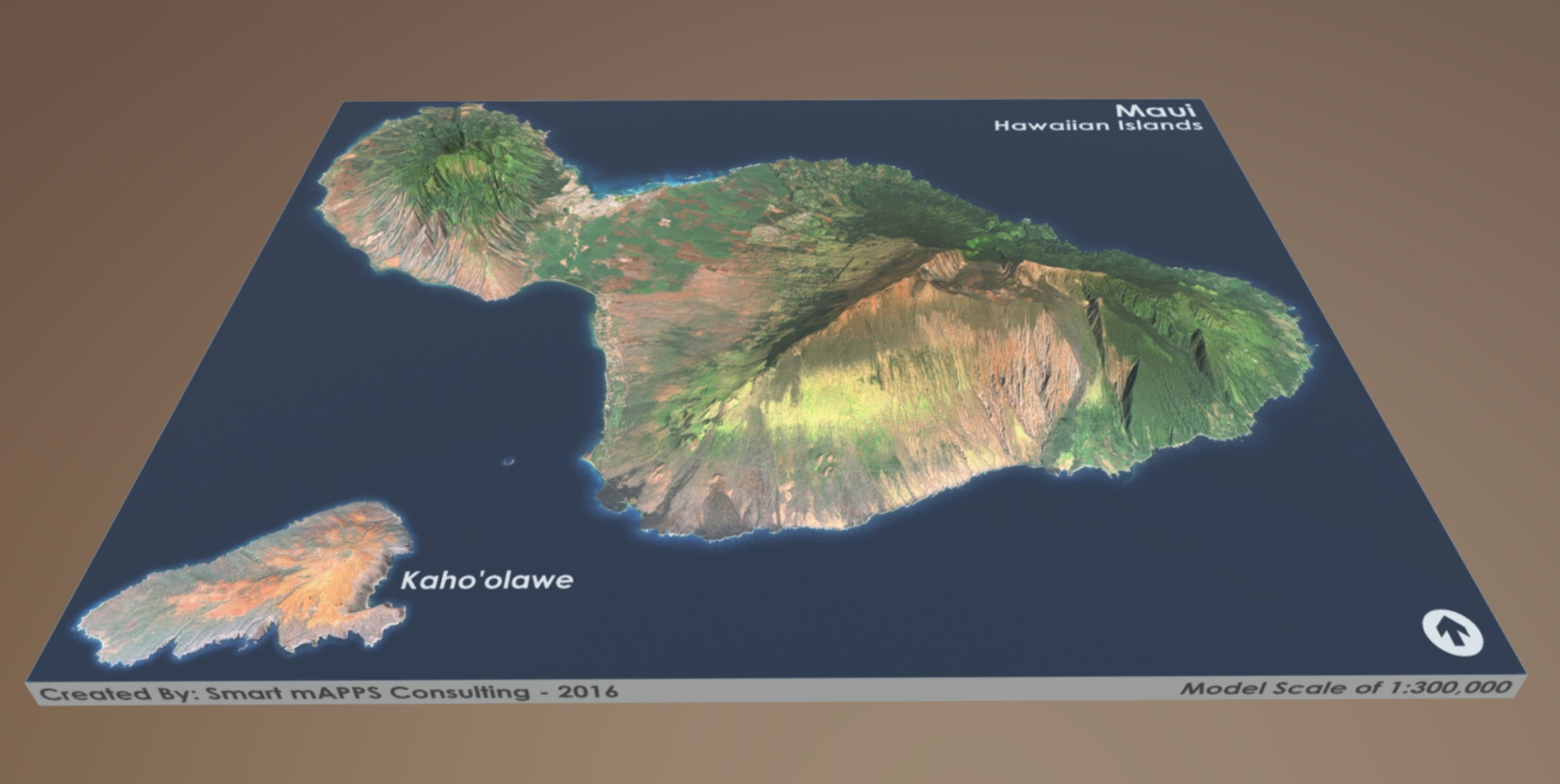 Maui 3D Printed Relief Map, Hawai'i, Map, Relief Map, Topographic Map, 3D Print, Hawaii Relief ...