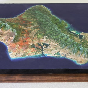 O'ahu 3D Printed Relief Map, Large, Solid Surface, PLA, Hawai'i, Map ...