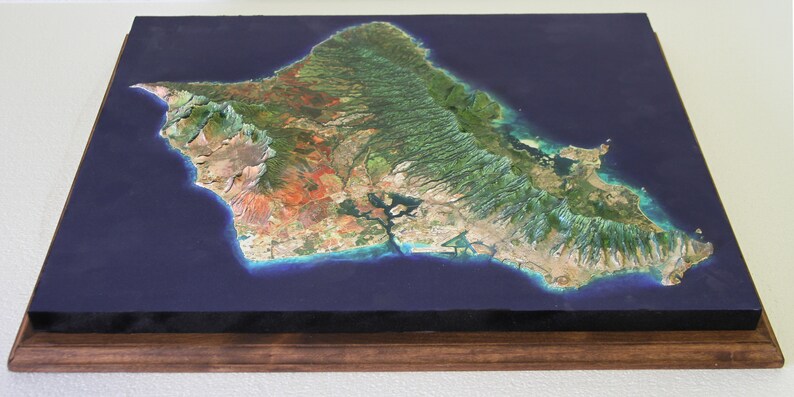 O'ahu 3D Printed Relief Map, Large, Solid Surface, PLA, Hawai'i, Map ...