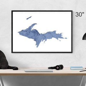 Upper Peninsula of Michigan Terrain Map, Map Art, Cartography, Shaded ...