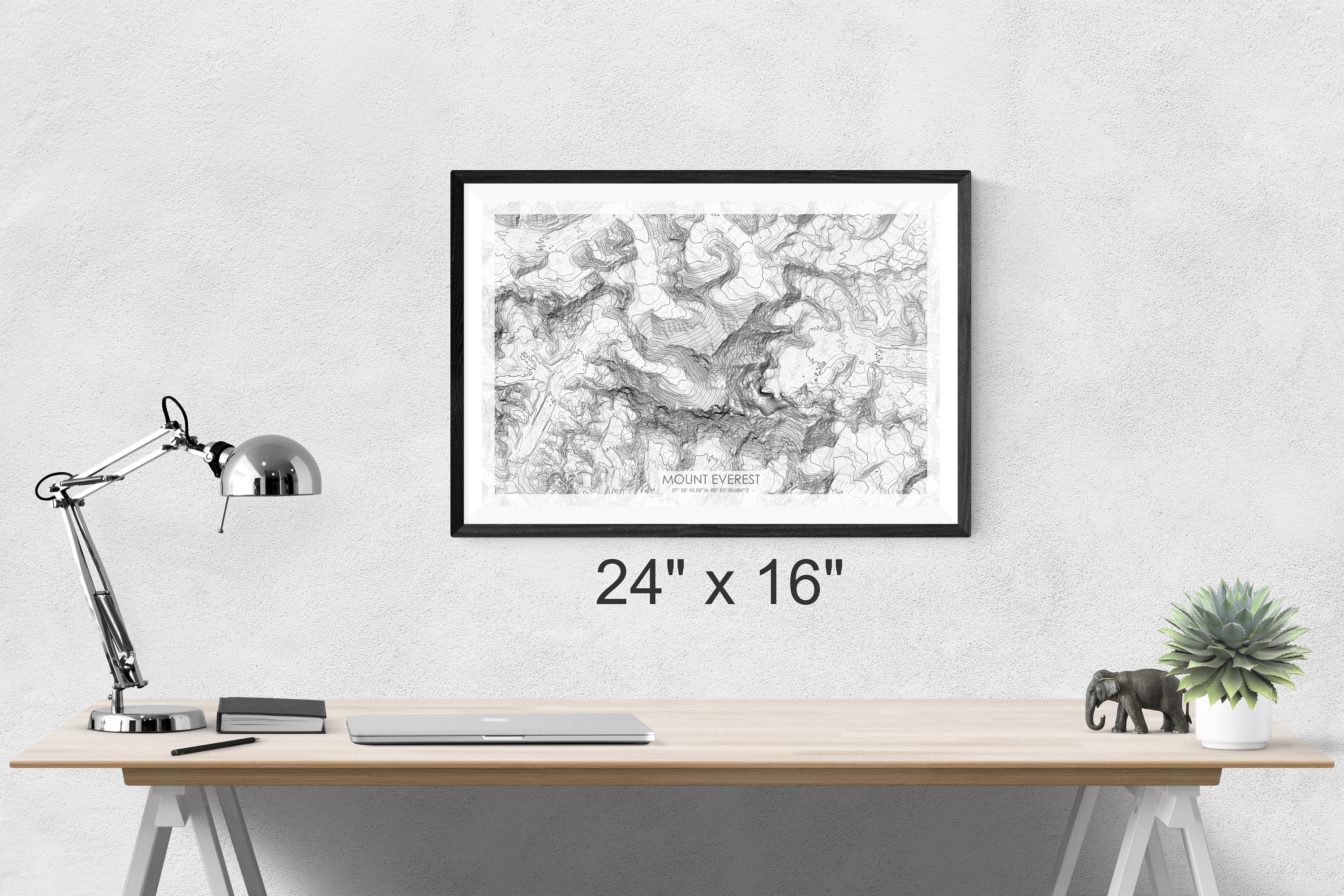Mount Everest Grayscale Topographic Map, Mt. Everest Grayscale Topo Map ...