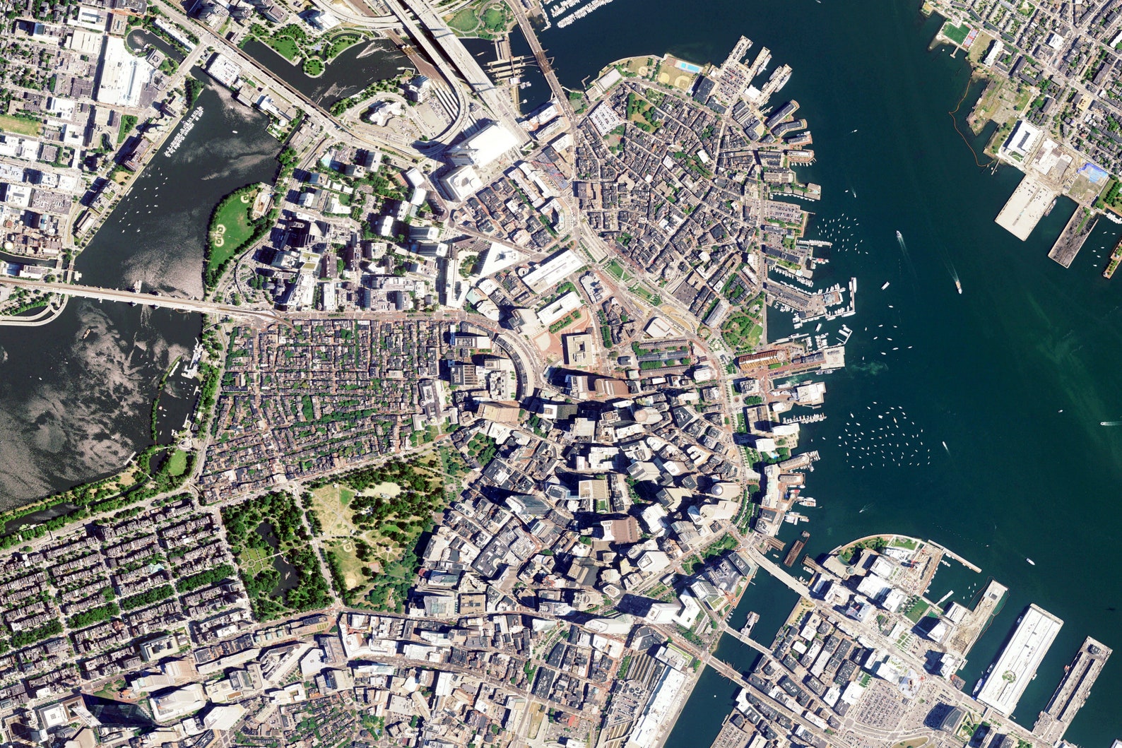 Downtown Boston Aerial Imagery, Boston, Massachusetts, USA, Aerial Map ...