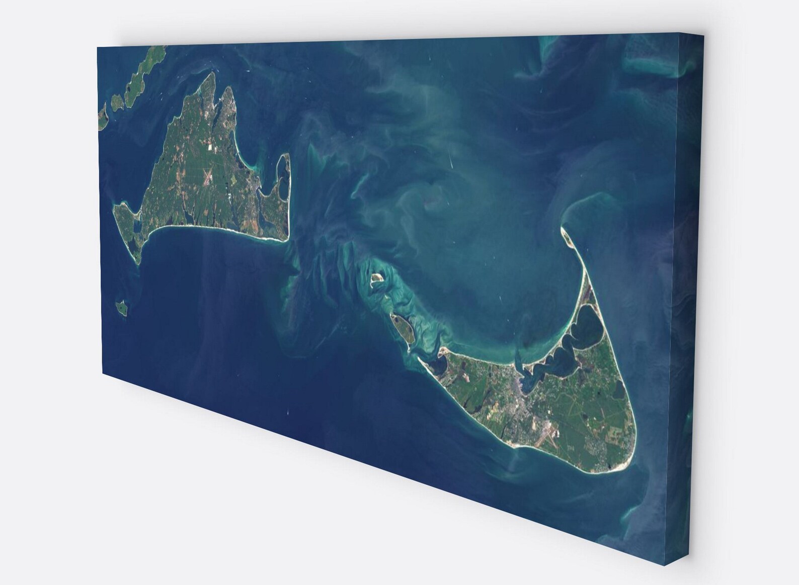 Martha's Vineyard and Nantucket Satellite Imagery Canvas Print, Cape ...