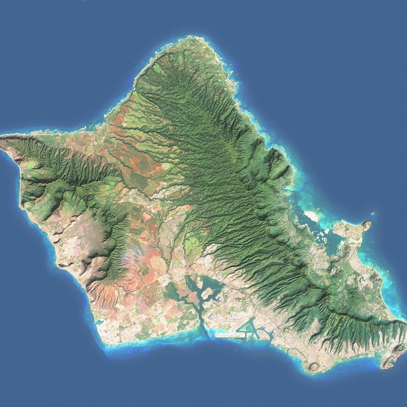 Map of Oahu - Etsy