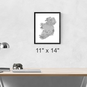 Ireland Map, Ireland Grayscale Terrain Map, Ireland Topographic Map ...