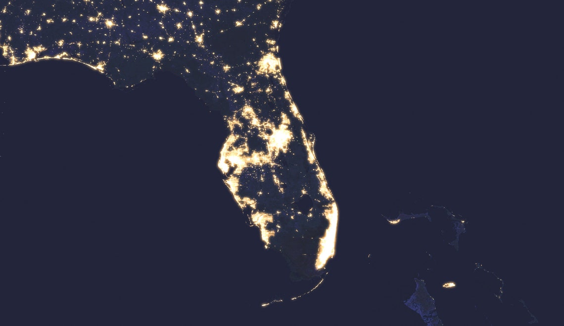 USA at Night Satellite Map, Map, Satellite Map, Map Art, Space ...