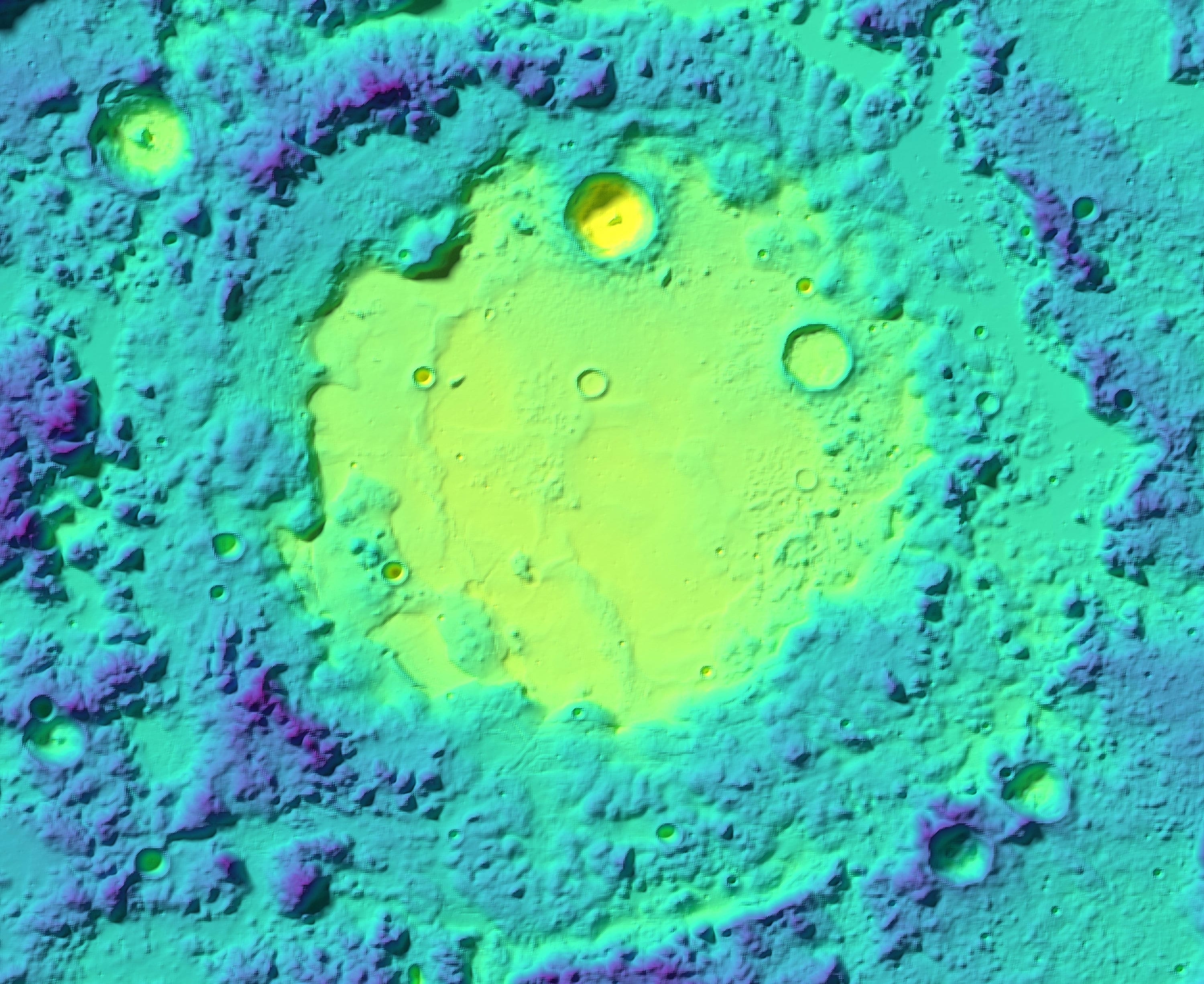 The Moon - Mare Orientale Viridis Relief Map, Lunar Topographic Map ...