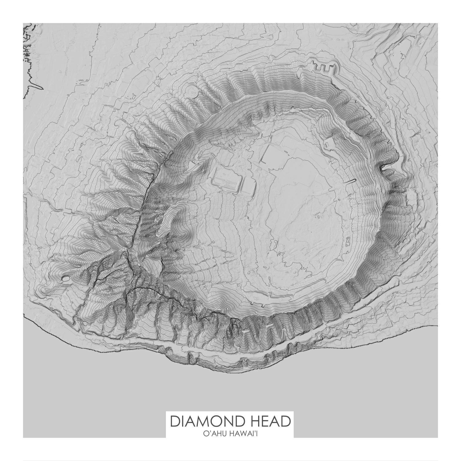 Diamond Head Topo Map, O'ahu Hawai'i - Etsy