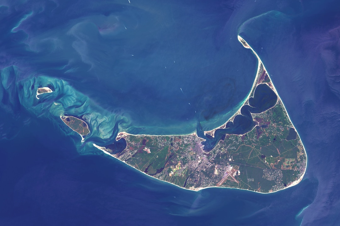 Nantucket Satellite Imagery, Massachusetts, USA, Aerial Map, Map Art ...