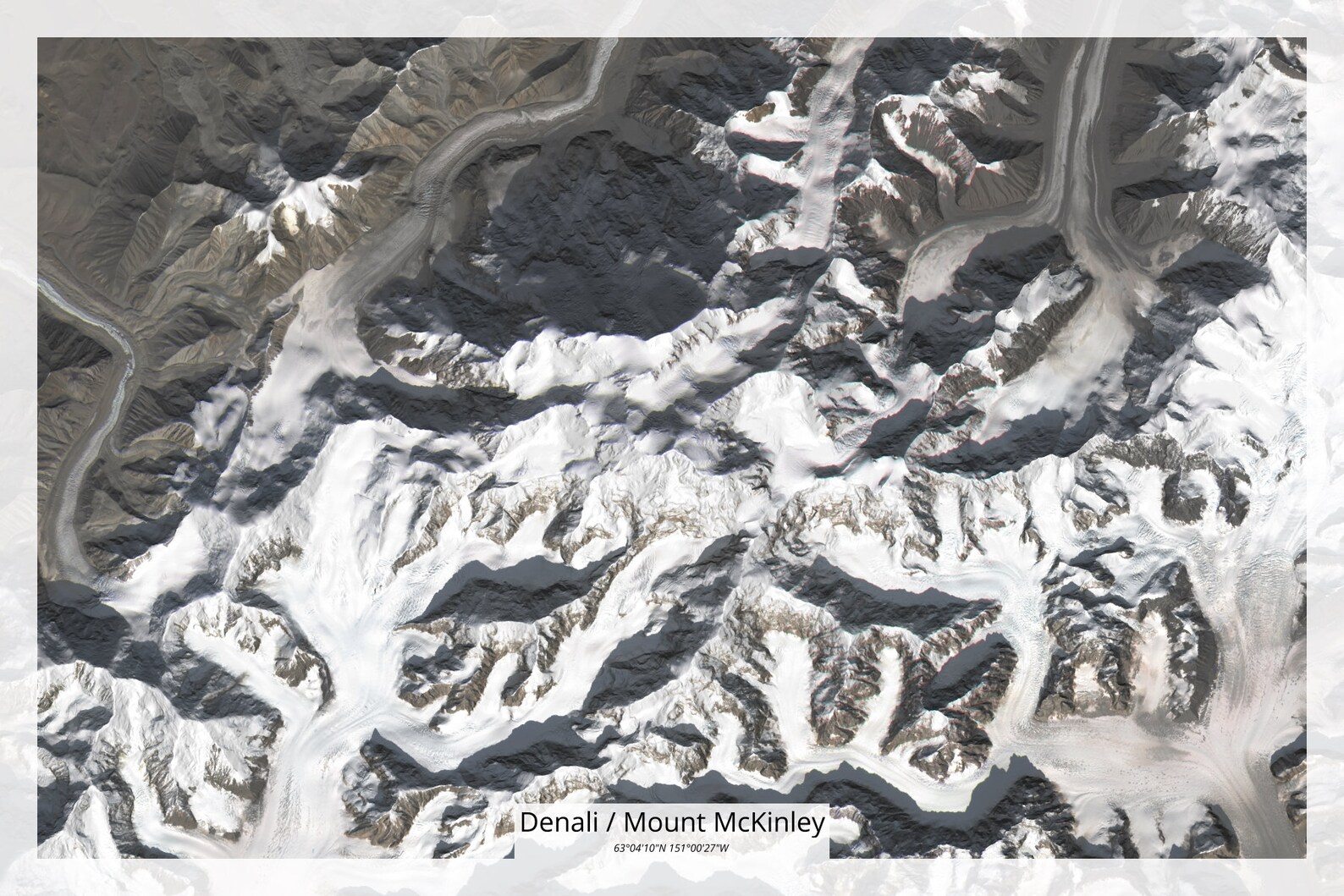 Denali (mount Mckinley) Satellite Map, Denali Map, Denali Topographic ...