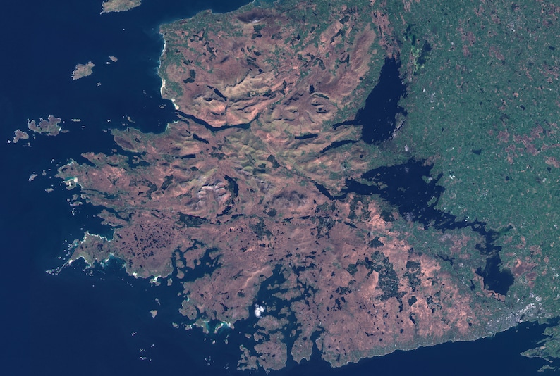 Ireland Satellite Imagery, Ireland From Space, Travel, Aerial Map, Map ...