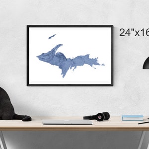 Upper Peninsula of Michigan Terrain Map, Map Art, Cartography, Shaded ...