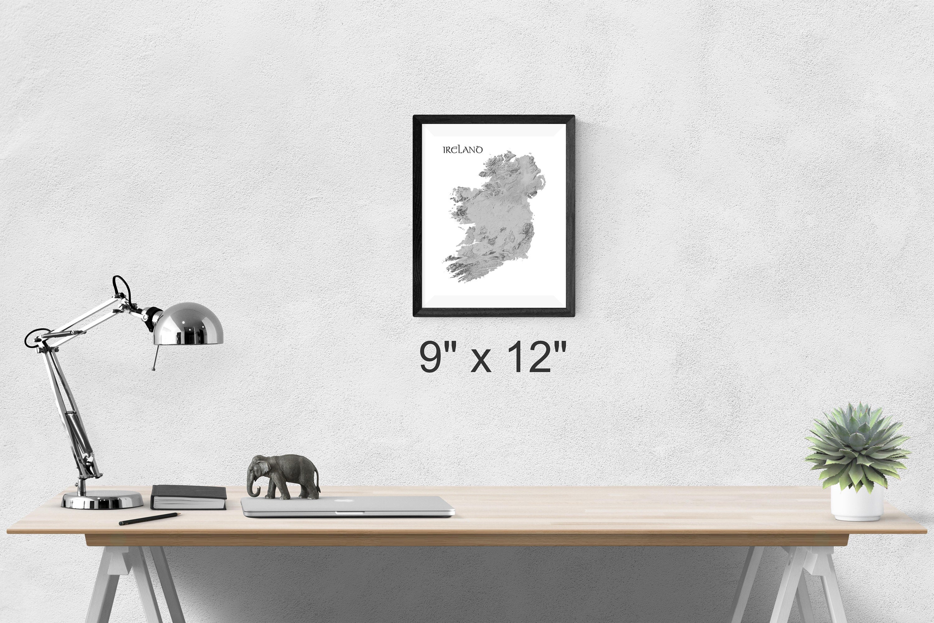 Ireland Map, Ireland Grayscale Terrain Map, Ireland Topographic Map ...