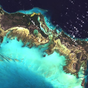Turks and Caicos Satellite Imagery, Aerial Map, Map Art, Vibrant ...
